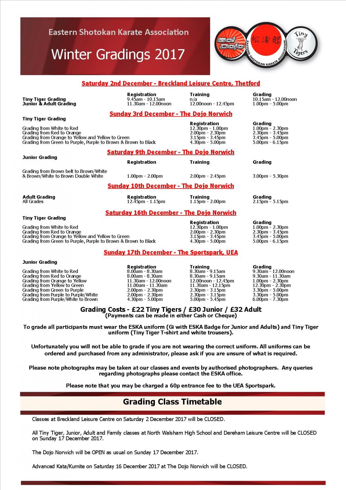 ESKA Events Calendar | Eastern Shotokan Karate Association